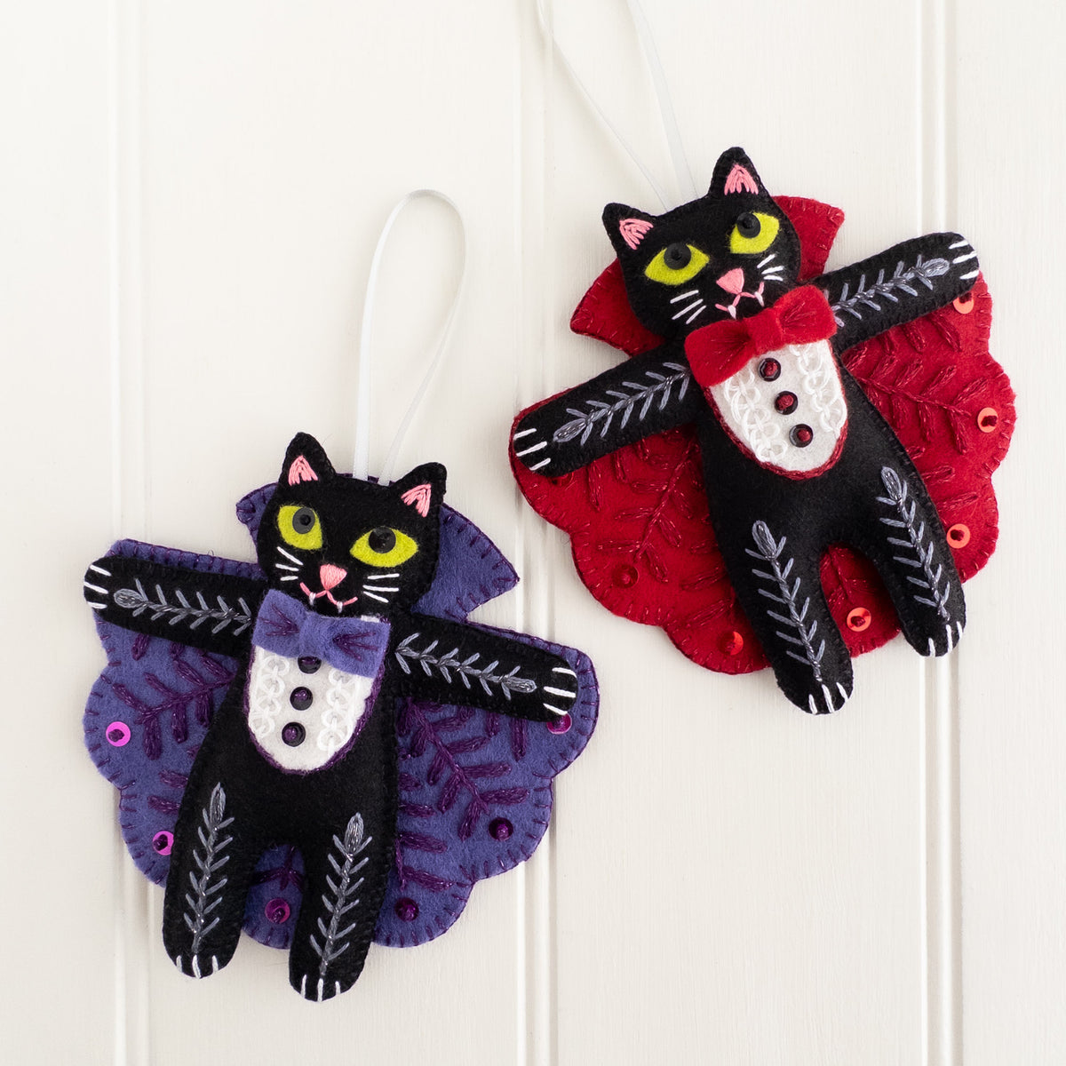 Supplies for Embroidered Felt Vampire Cats decorations by Tamara Carli ...